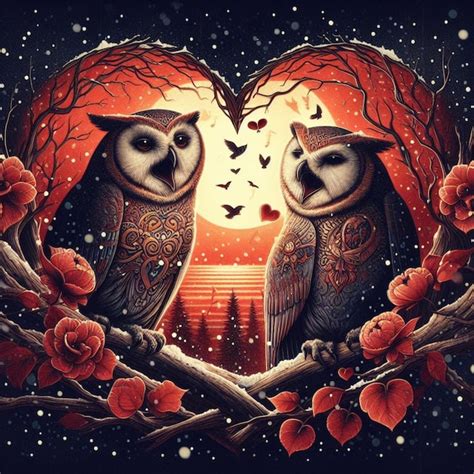 Premium Ai Image A Couple Of Lovely Sing Owls In Tree Beanch Night
