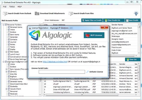 how to extract outlook email address and attachment files