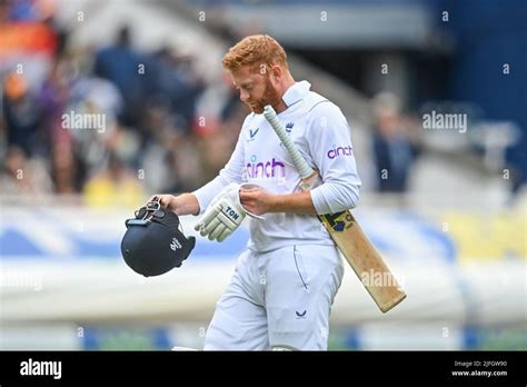 Jonny Bairstow of England leaves the field after being caught by Virat Kohli off the bowling of ...
