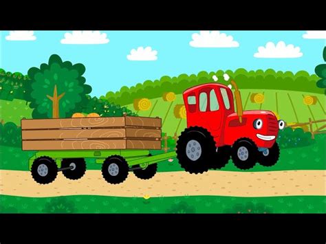 The Blue Tractor 🚜 In The Fields The Blue Tractor On Big Wheels