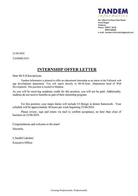 Intership Offerletter Fullstack Webdevelopment Appdevelopment
