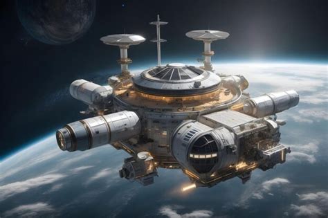 Premium Ai Image Space Station Powered By An Advanced Cloud Computing
