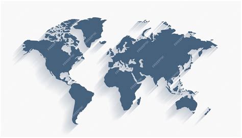 Premium Vector Minimal World Map Isolated On White Background With Shadow
