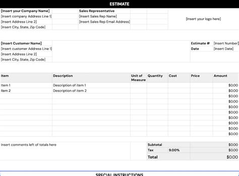 Contractor Estimate Template Free Download Estimate Better