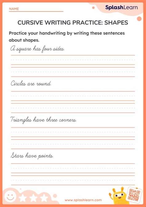 Cursive Writing Practice Shapes Worksheet Printable English Sheet