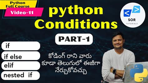 python full course in telugu part 9 python conditions in telugu 1