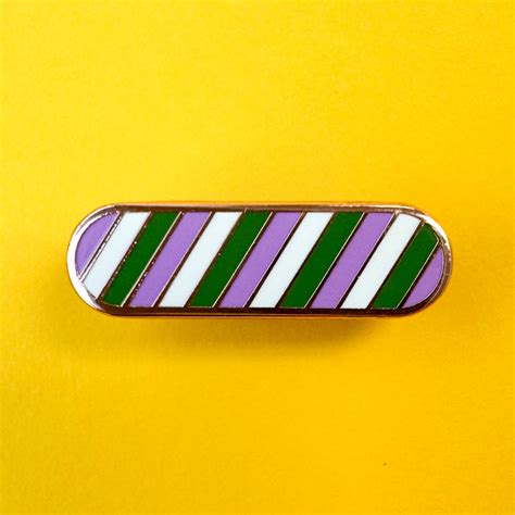 Genderqueer Pride Plaque Enamel Pin Kitty With A Cupcake
