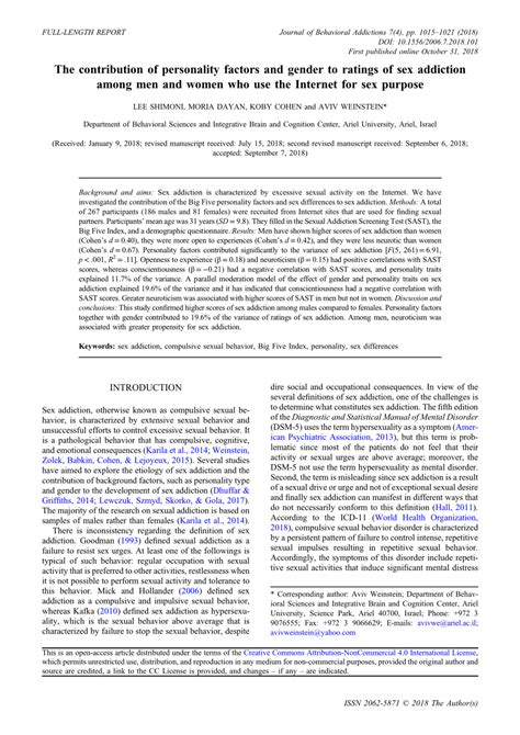 Pdf The Contribution Of Personality Factors And Gender To Ratings Of
