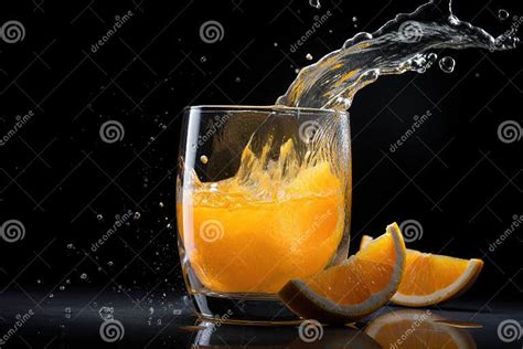 Glass of Freshly Squeezed Orange Juice with a Splash of Lemon Stock Illustration - Illustration ...