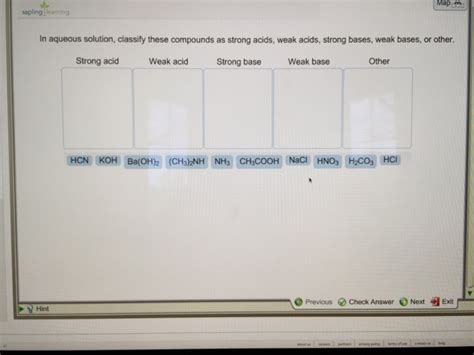 solved in aqueous solution classify these compounds as