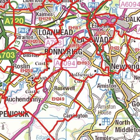 Edinburgh Eh Postcode Wall Map