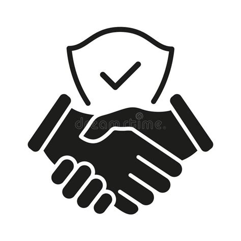 Handshake And Shield Icon Business Agreement With Check Mark And