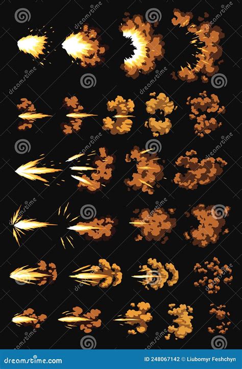 Gun Flashes Or Gunshot Animation Cartoon Flash Effect Of Bullet Starts
