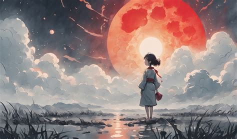 2450x1440 Resolution Cool 4k Alone Girl And Red Moon 2450x1440