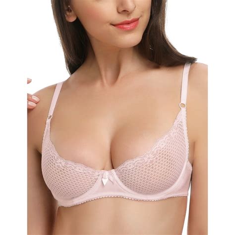 Wingslove Womens Sexy 1 2 Cup Lace Bra Balconette Mesh Underwired Demi