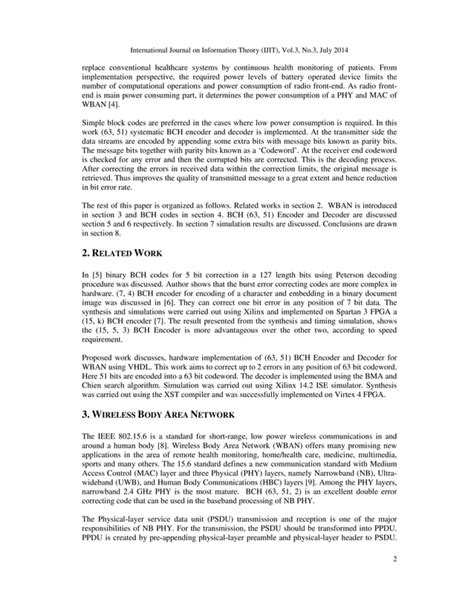 Hardware Implementation Of 63 51 Bch Encoder And Decoder For Wban Using Lfsr And Bma Pdf