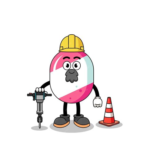 Premium Vector Character Cartoon Of Candy Working On Road Construction