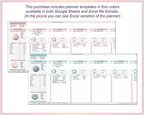 Monthly Planner Spreadsheet Task Management Personal Tasks Etsy
