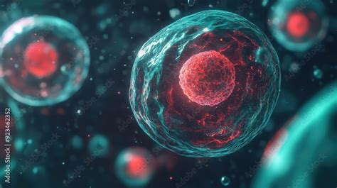 Nucleus Of A Cell Under A Microscope With Visible Nuclear Membrane And