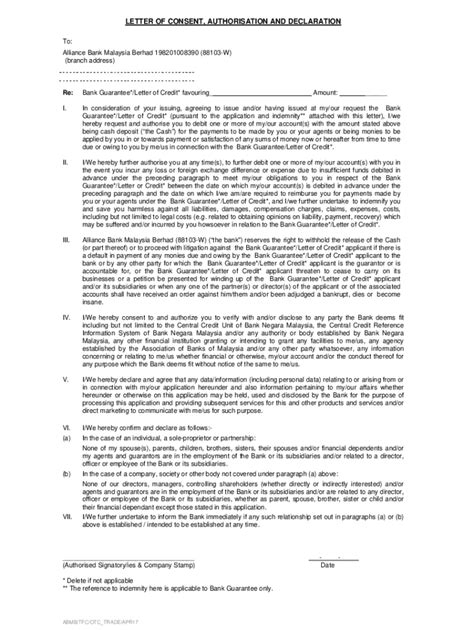Fillable Online Letter Of Consent Authorisation Declaration Conventional Fax Email Print