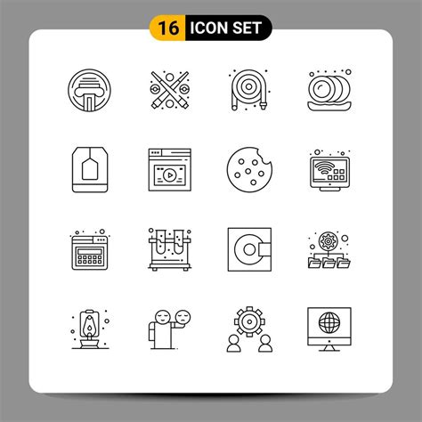 16 Utilisateur Interface Contour Pack De Moderne Panneaux Et Symboles De Boisson Sac Tuyau