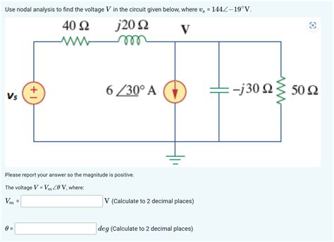 solved use nodal analysis to find the voltage v in the