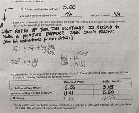 solved record your results below 00 ph of buffer assigned