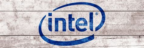 Intel Sign Close Up Intel Logo On Wooden Surface Editorial Stock Image Image Of Structure