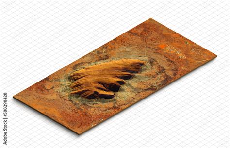 3d Model Of Uluru Or Ayers Rock Rock In Australia Isometric Map Virtual Terrain 3d For