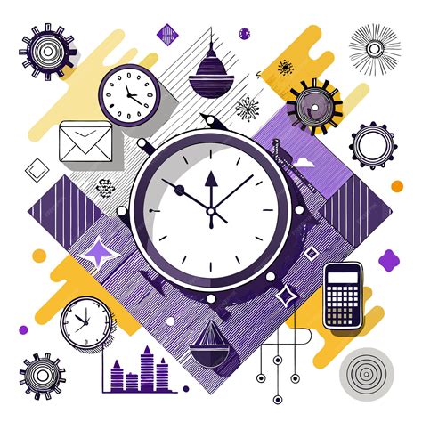 A Colorful Illustration Of Clocks And Gears Representing Time Management Premium Ai Generated