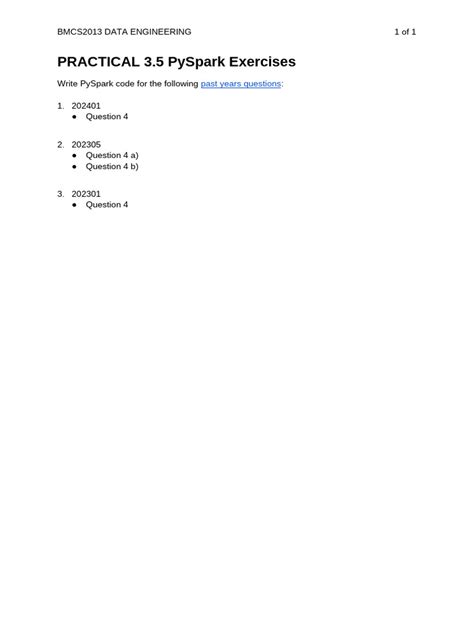 Practical 35 Pyspark Exercises Pdf