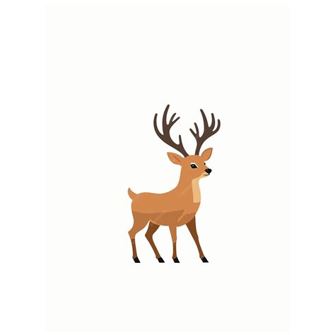 Deer Raindeer Flat Vector Illustration Isolated On White Background