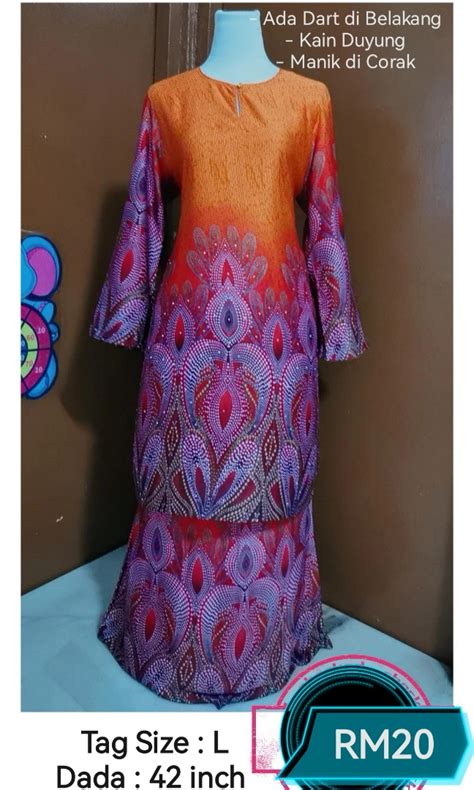 Baju Kurung Oren Preloved Womens Fashion Muslimah Fashion Baju Kurung And Sets On Carousell