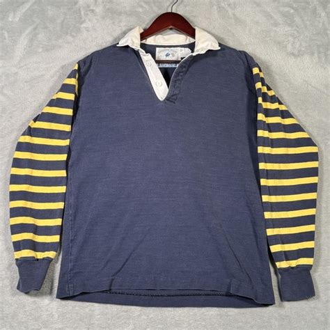 Lands End Shirts Vintage Lands End Rugby Shirt Mens Medium Blue