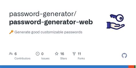 Github Password Generatorpassword Generator Web 🔑 Generate Good