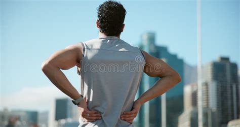 Man Exercise And Tired With Breathing Outdoor And Sunglasses In City