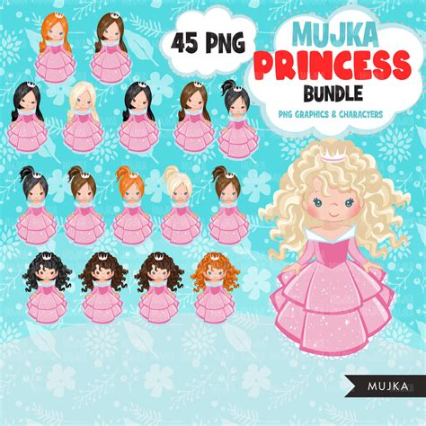 Princess Bundle Princess Png Pink Princess Clipart Birthday Bundle