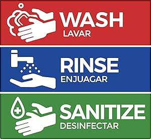 Wash Rinse Sanitize Labels For 3 Compartment Sink 275