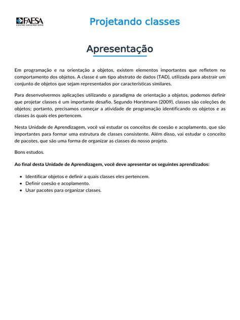Projetando Classes Pdf Classe Programação De Computadores Linguagem De Modelagem