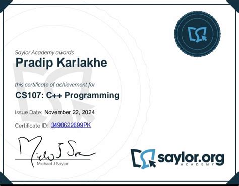 Pradip Karlakhe On Linkedin Cpp Programming Certification