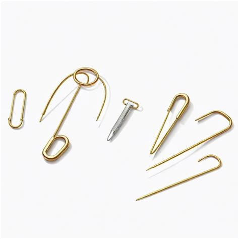 Safety Pins Cartoon Vector Set White Background Isolated Premium Ai