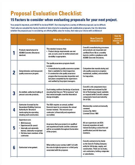Proposal Evaluation Template