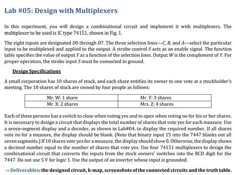 Solved Lab Design With Multiplexers In This Experiment Chegg