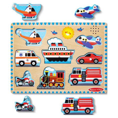 Melissa And Doug Vehicle Sounds Jigsaw Puzzles For Kindergarten Walmart