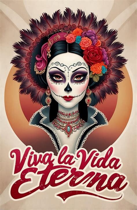 Colorful Vintage Catrina Calavera Art Collection Posters And Wall Art