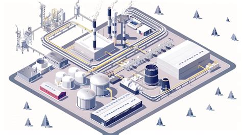 An Isometric View Of A Modern Industrial Complex With Many Buildings And Pipes Premium Ai