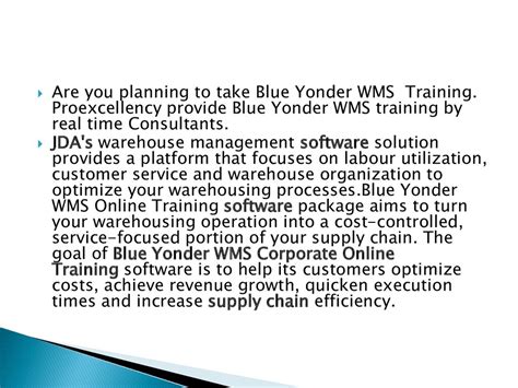 Proexcellency Provides Blue Yonder WMS Training By Realtime Consultant Speaker Deck