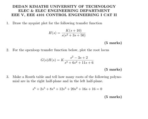 Draw The Nyquist Plot For The Following Transfer Function Hs Fra