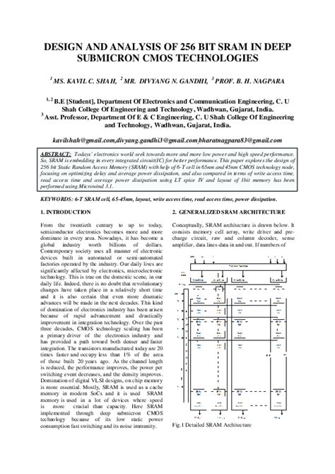 Pdf Design And Analysis Of 256 Bit Sram In Deep