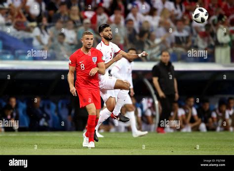 Englands Jordan Henderson Left And Tunisias Ferjani Sassi Right